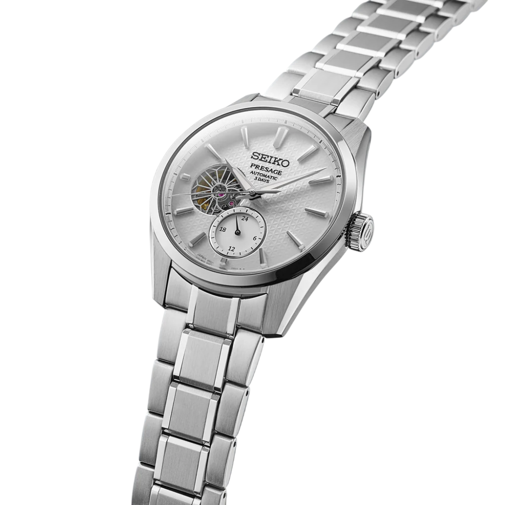 SEIKO Presage Sharp Edged Automatic Open Heart White Dial | SPB415 ...
